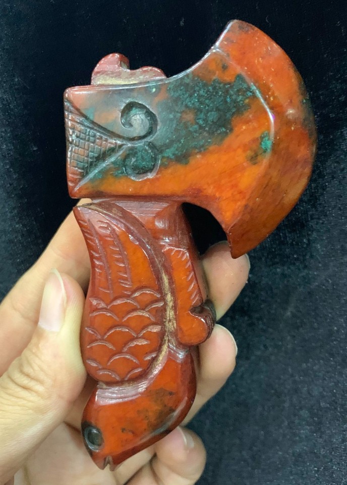 China Han Dynasty old Jade Carved Fengshui bird axe Weapon Amulet ...