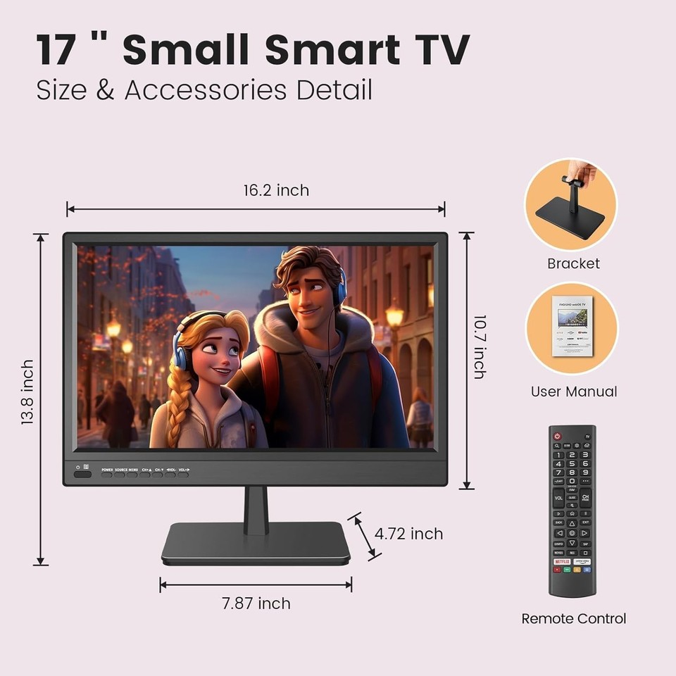 17 Inch Smart TV,Small Television with HDMI Input,Built-in Digital ...