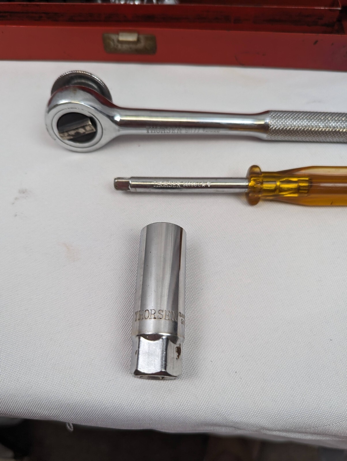 Vintage 35pc Thorsen Socket Set W/ Red Metal Case 51177 | eBay