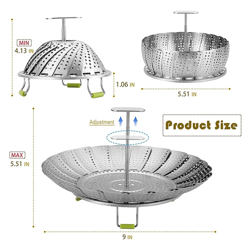 Stainless Steel Folding Vegetable Steamer Basket,Insert for Cooking ...