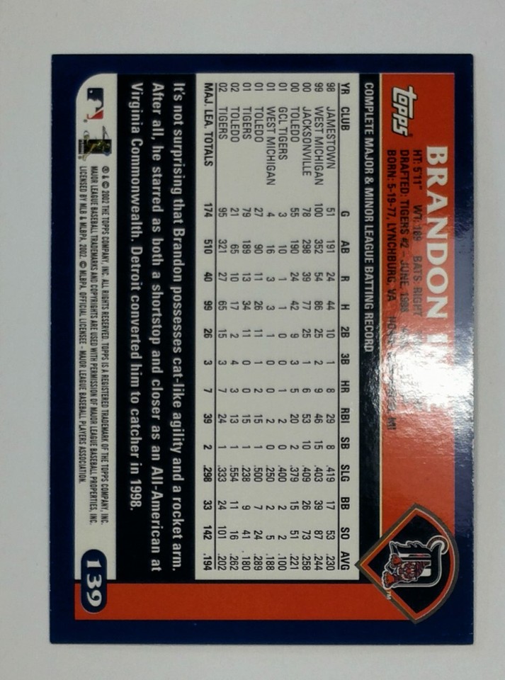 2003 Topps #139 Brandon Inge | eBay