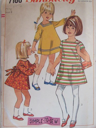 Sweet & Easy VTG 67 SIMPLICITY 7186 Girls Dress in 3 Versions PATTERN 5 ...