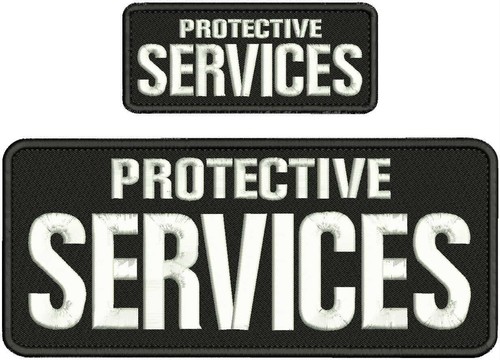 PROTECTIVE SERVICES EMBROIDERY PATCH 4X10 & 2X5 HOOK ON BACK BLK/WHITE ...