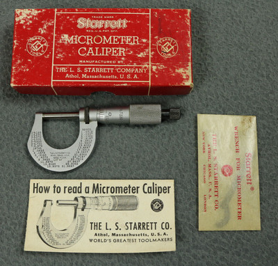 Starrett Micrometer Caliper 0-1" .0001" Rachet Stop Lock Nut Wrench USA ...