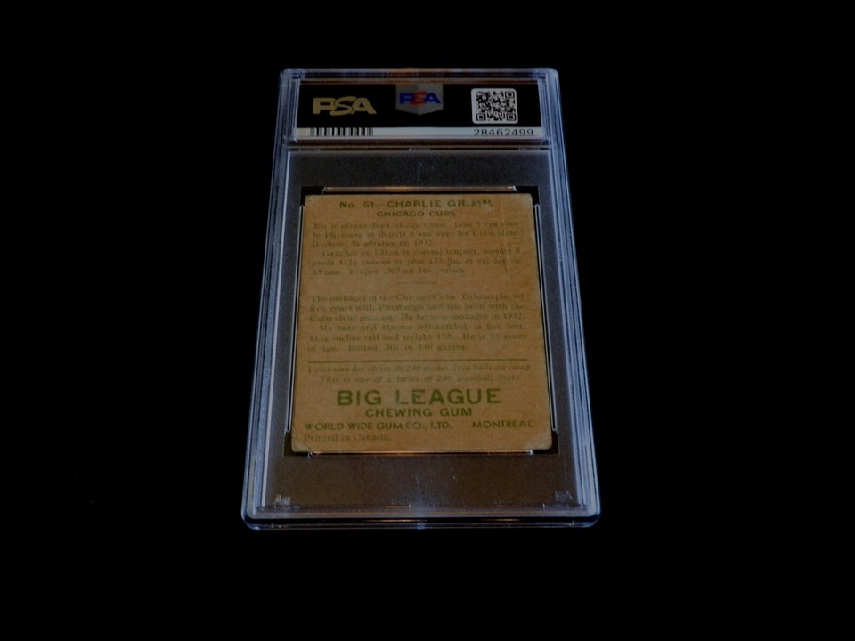 Charlie Grimm Autographed 1933 World Wide Gum Rookie Baseball Card AUTO ...