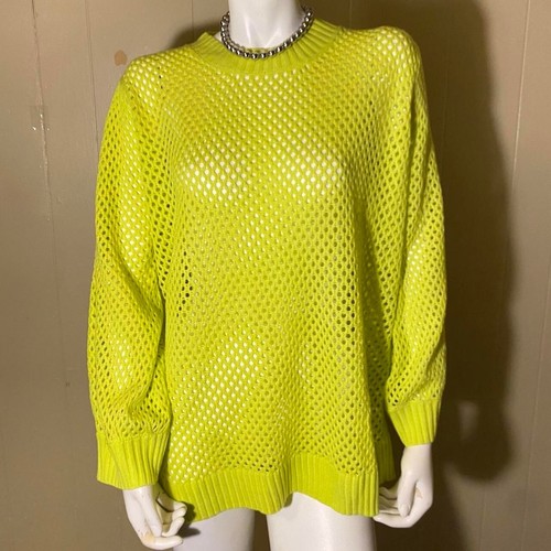 Neon green fishnet long sleeve sweater | eBay
