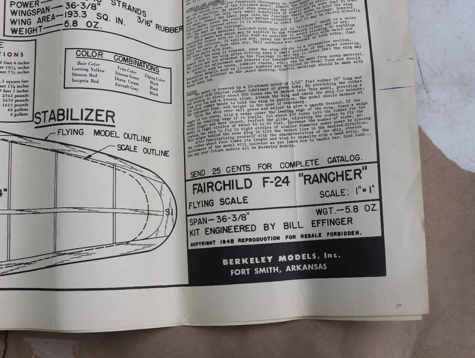 RARE NEW VINTAGE BERKELEY FAIRCHILD "24" BALSA WOOD MODEL PLANE ...