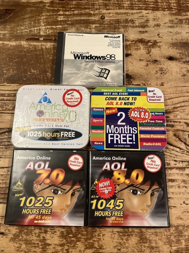 4 AOL America Online 7.0,8.0 Premier Vintage CD-ROM Disk 2 NEW Plus ...