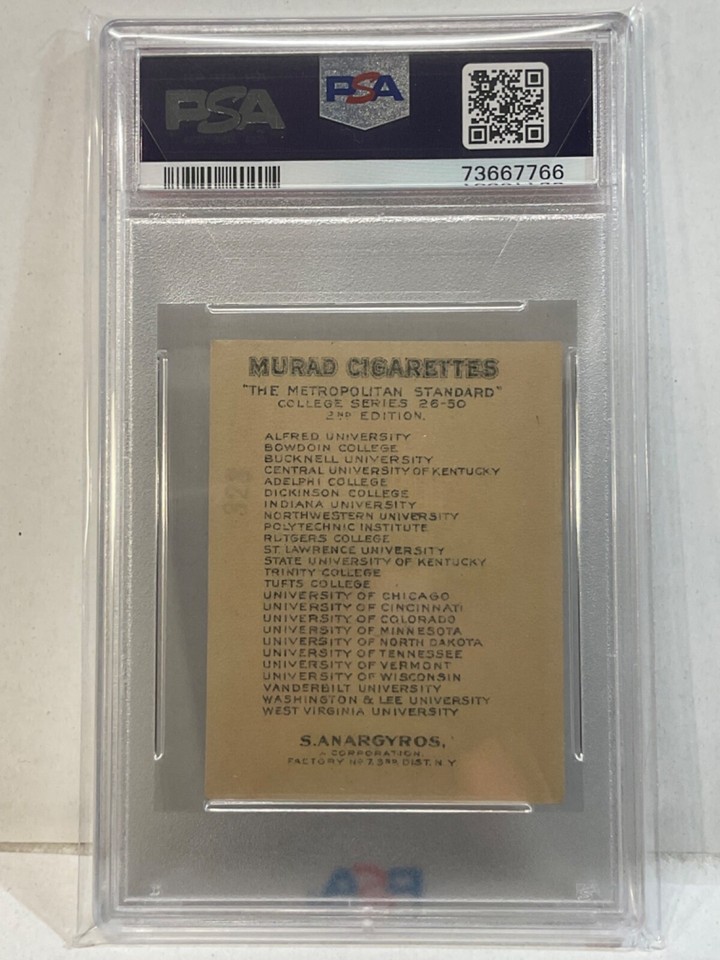 PSA 5 EX 1910-11 T51 MURAD COLLEGE SERIES UNIVERSITY OF TENNESSEE 2ND ...