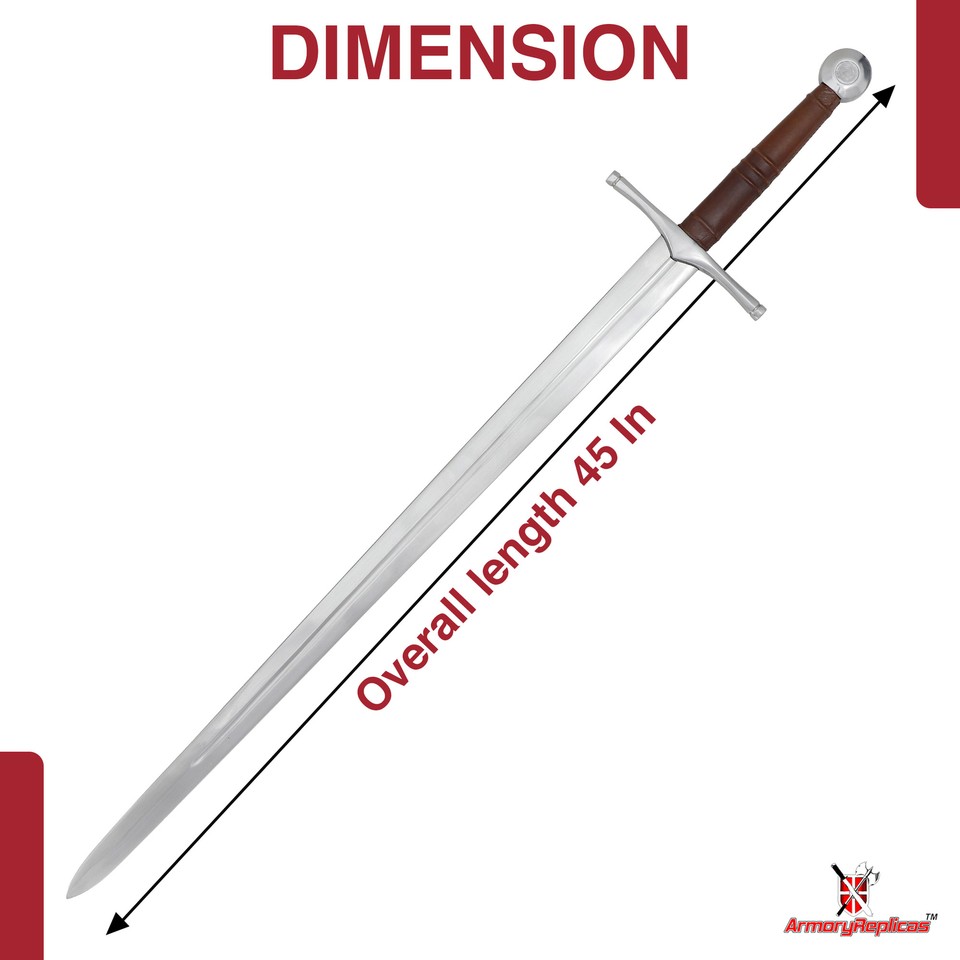 Long Medieval Full Tang Functional Sword Tempered EN45 Steel Blade ...