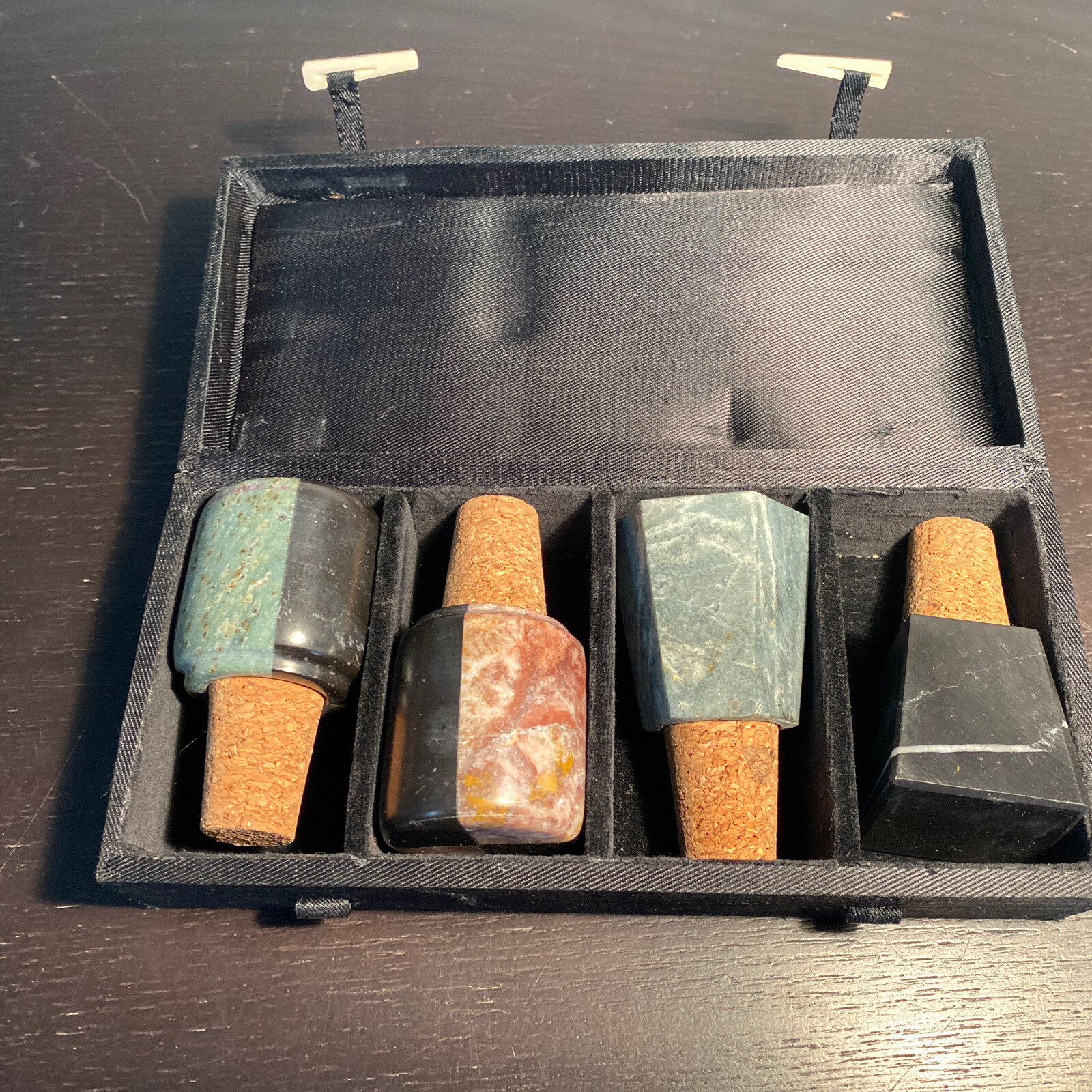 Vintage Polished Marble Cork Wine Bottle Stopper ~ Set of 4 in box ...
