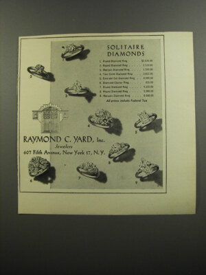 1953 Raymond C. Yard Jewelry Ad - Solitaire Diamonds | eBay
