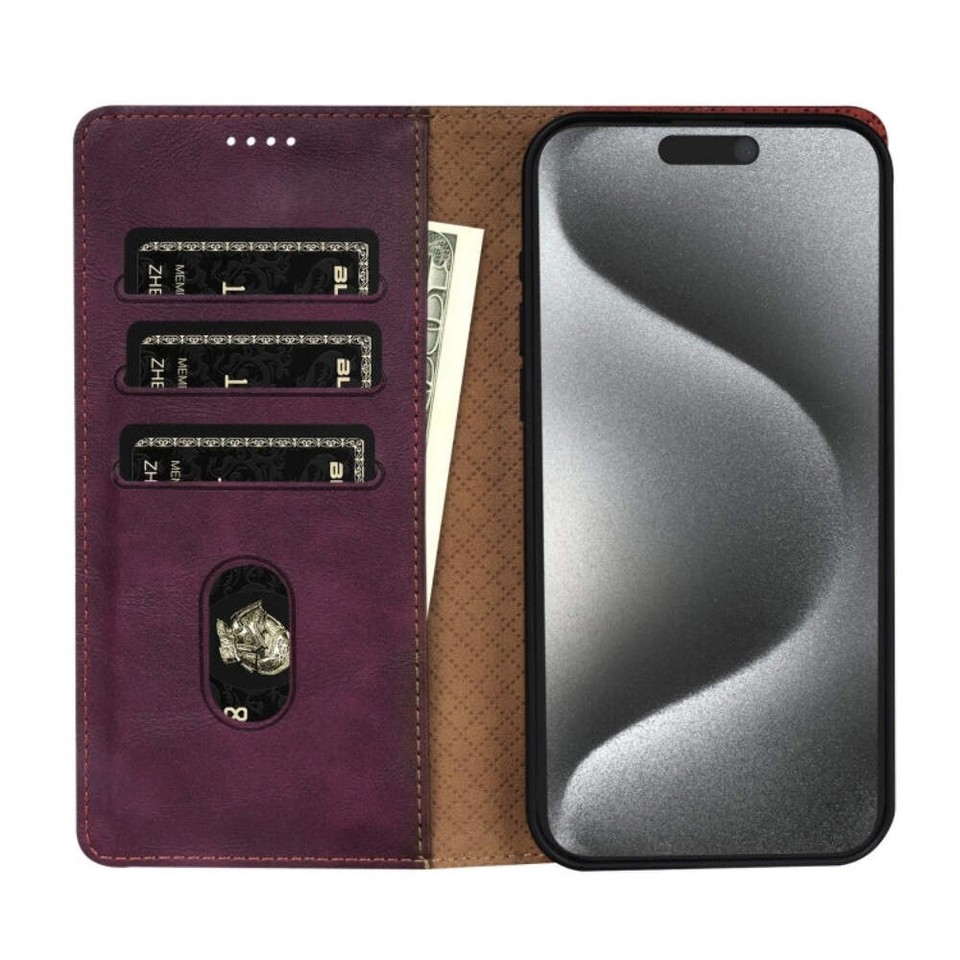 For iPhone 16 Pro N.BEKUS CSJ-P1 Solid Color Leather Phone Case(Wine ...