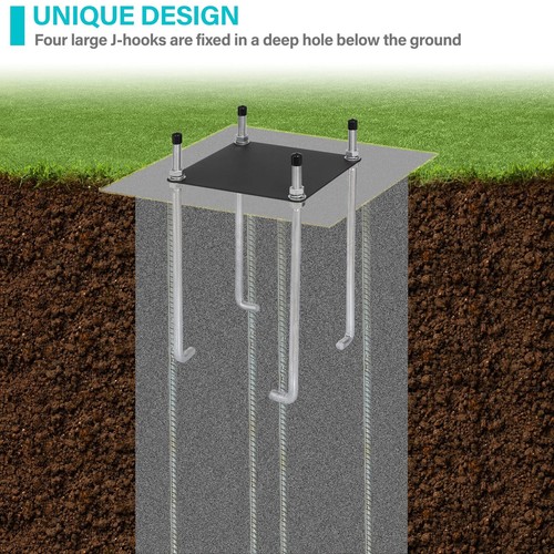 Basketball Hoop Anchor Kit 9”, Universal Fit Ground Anchor Kit ...