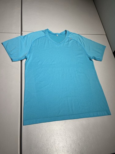 Lululemon Shirt Men's Large Blue Heathered Metal Vent Tech T V Neck ...