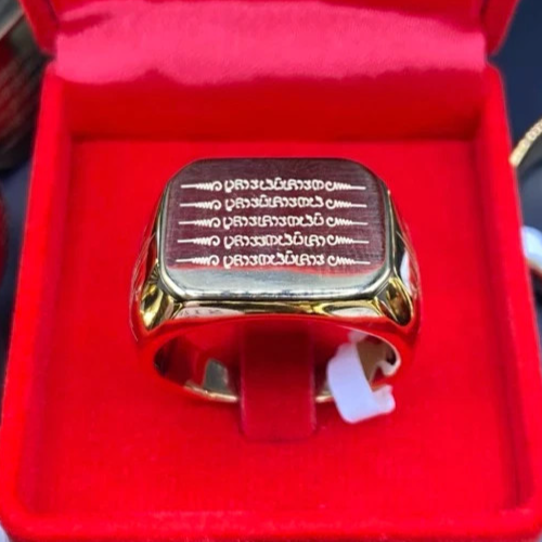 Ring Mantra 5 Rows Talisman size 9 stainless Gold plated Thai Buddha Amulet | eBay