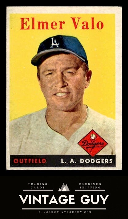1958 Topps #323 Elmer Valo Vintage Los Angeles Dodgers Baseball Card | eBay