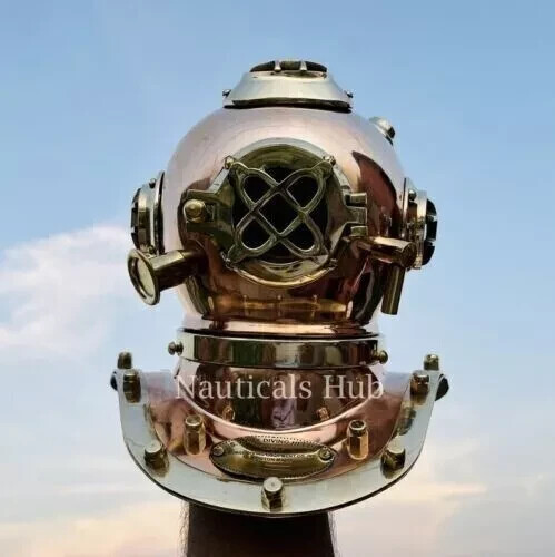 Mini 6"Diving Divers Helmet Marine Scuba With Wooden Base Decorative ...