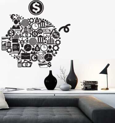 Wall Stickers piggy bank symbols business world money Vinyl Decal (n541 ...