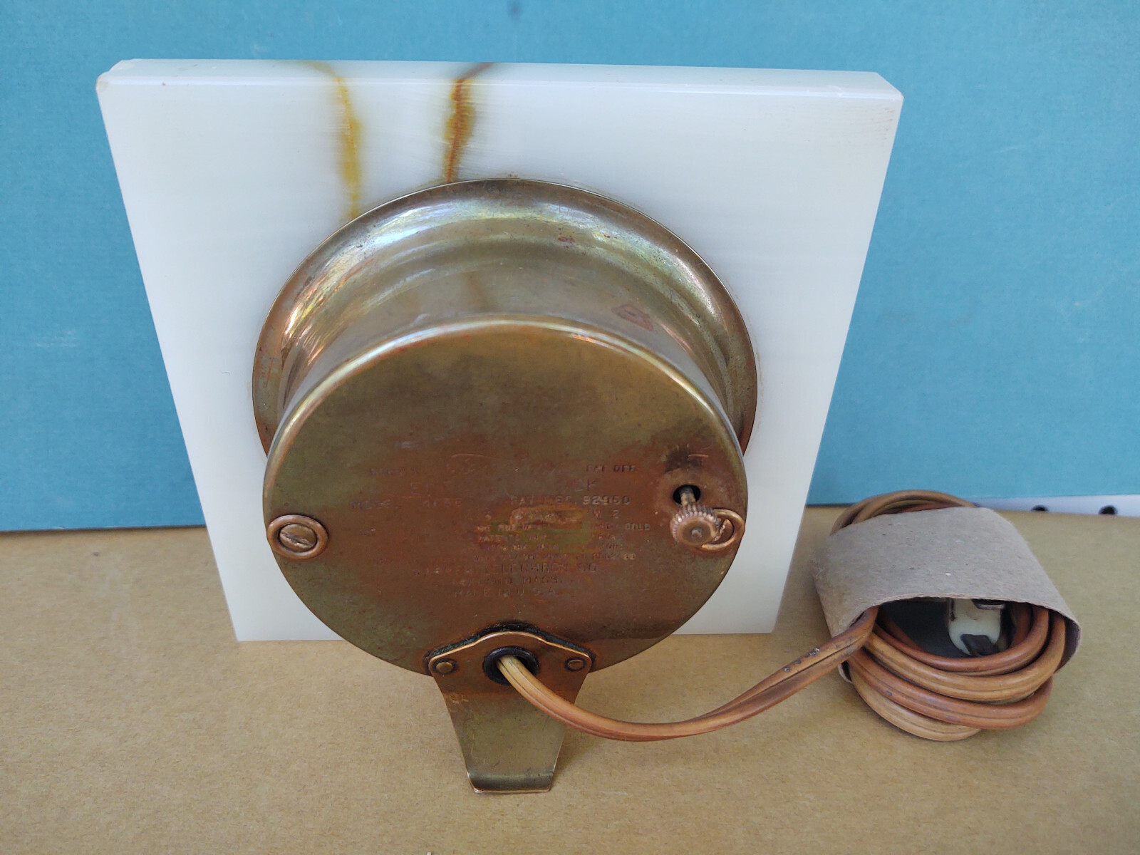 Warren Telechron 4F55 Onyx Marble “Red Dot” MCM Desk Shelf Electric ...