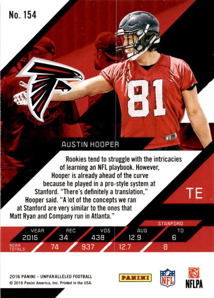2016 Panini Unparalleled #154 AUSTIN HOOPER RC Rookie Purple Atlanta ...