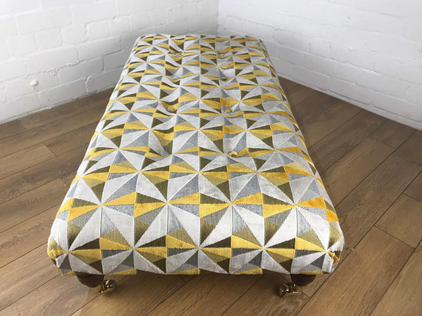 CUSTOM FOOTSTOOL - BED END STOOL - VALENCIA - GEOMETRIC - MUSTARD ...