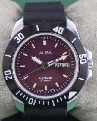 ALBA Diver Automatic Rotating Bezel Brown Dial D/D Working Men Watch ...