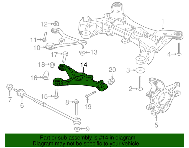 G709193 2009-2015 Jaguar XF Rear Lower Arm Control 11-15 XJ RH Side ...