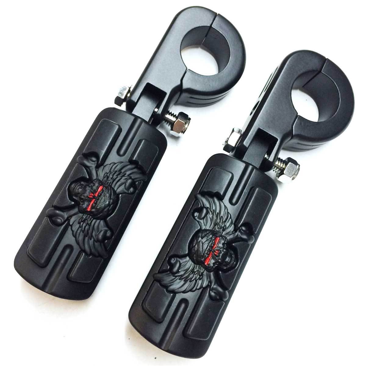 1.5" Highway Rider Skull Foot peg P-Clamp For Suzuki Boulevard M90 S50 ...