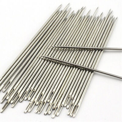 20pcs Stainless Steel Large Big Eye Stitching Needles Sew Fishing Net ...