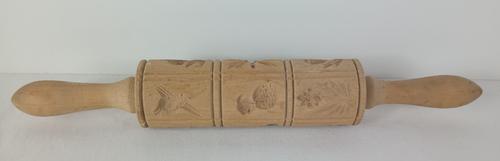 Springerle Carved Wood Rolling Pin Cookie with 12 Designs Vintage | eBay