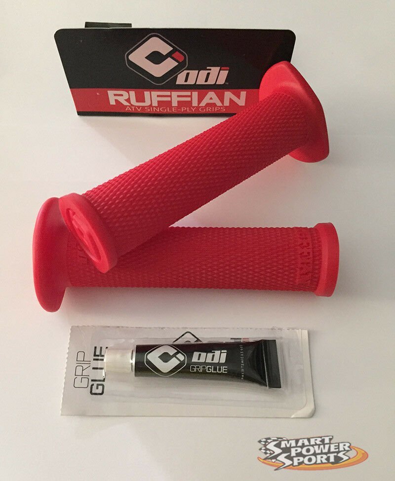 ODI Ruffian ATV Handlebar Grips -RED WITH GLUE- 4-wheeler ATV - MADE IN ...