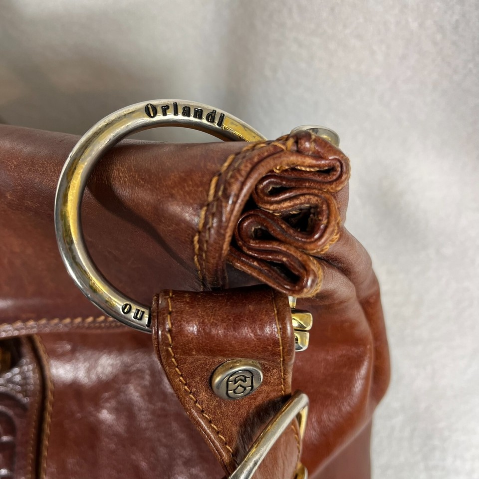 Authentic MARINO ORLANDI Brown Italian Leather Double handle Purse ...