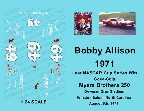 1971 #49 - 1:24 Waterslide Decals - Bobby Allison - 85th Cup Series Win ...