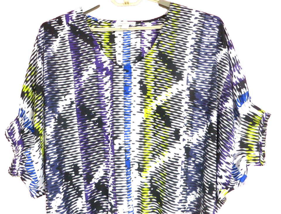 TB10764- COLDWATER CREEK Womens Loose Fit Blouse Batwing Plaid Multi ...