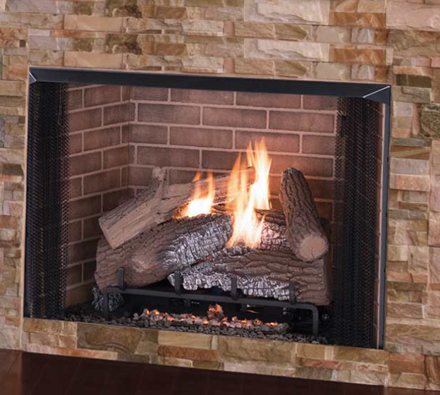 Astria Orion 42" Vent Free Gas Firebox, Brown Ceramic Panels ...