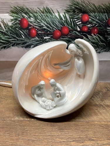 Apple Tree Design Lighted Christmas Nativity Angel High Gloss Porcelain ...