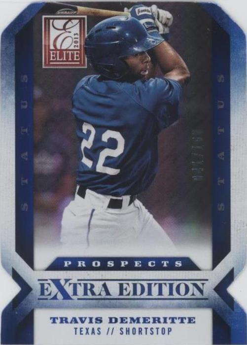 2013 Panini Elite Extra Edition - Travis Demeritte #120 Status Blue Die ...