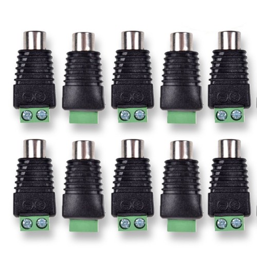10-Pack RCA Female Plug to AV Screw Terminal Audio/Video Connector ...