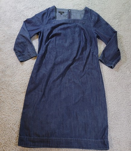 Talbots Denim Dress Womens 2 Blue Classic Cottage Cowgirl Western Boho ...