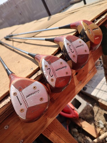 Vtg Golfcraft Staff Club Set 1,2,3,4 Woods RH Stiff Pro Flex Steel (4 ...