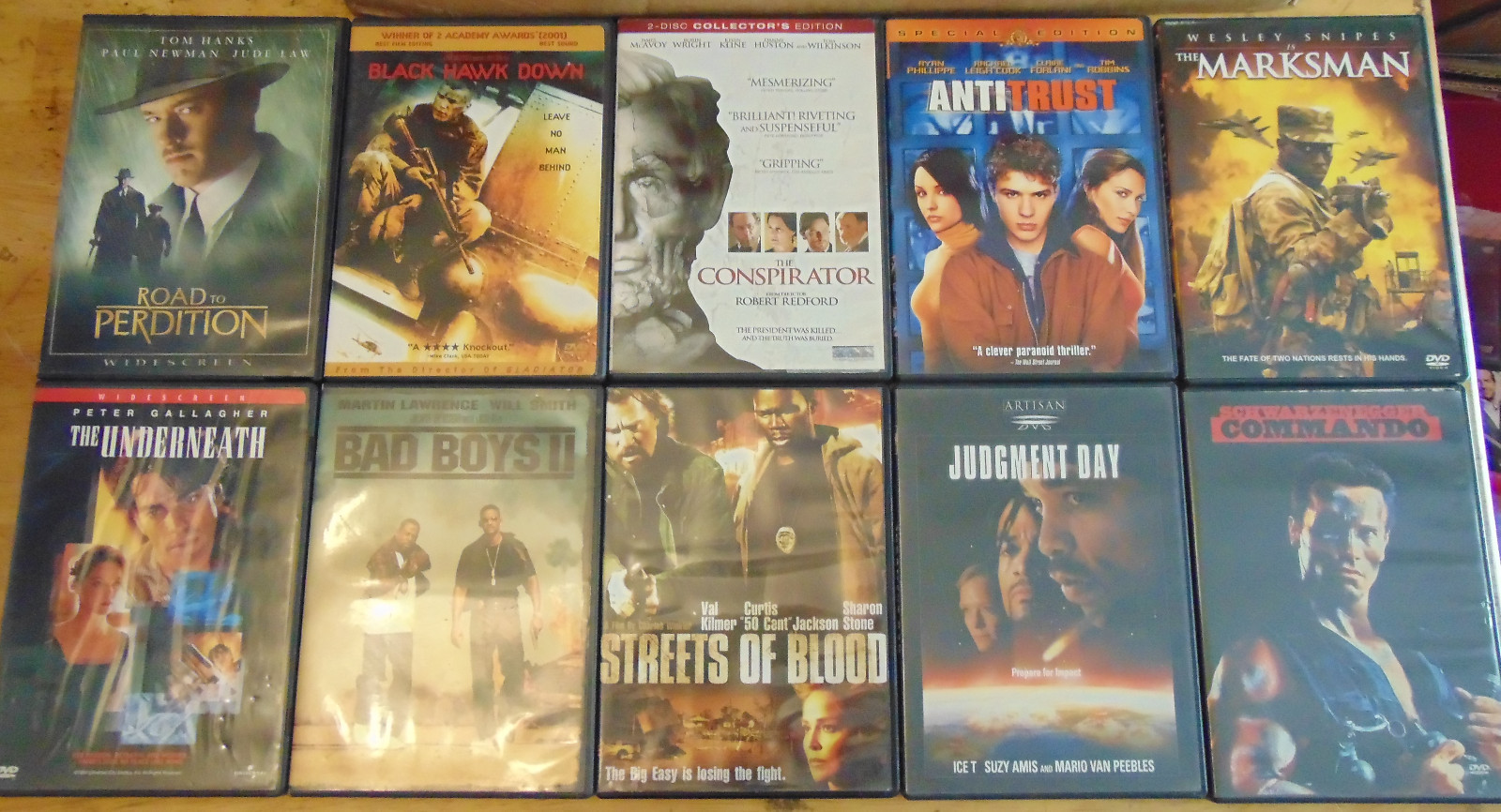 Lot of 10 ACTION THRILLER DVDs - Will Smith Tom Hanks Paul Newman Ice T ...