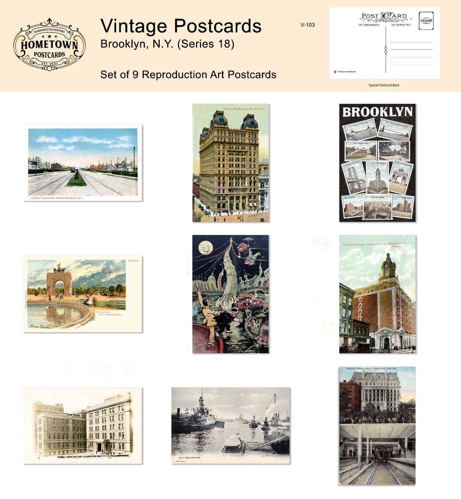 Brooklyn, NY (Series 18) Lot of 9 Rare Antique Repro Postcards | eBay