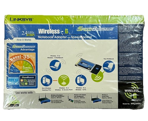 NEW Linksys Wireless G Notebook Adaptor w/Speed booster 2.4 GHz SEALED ...