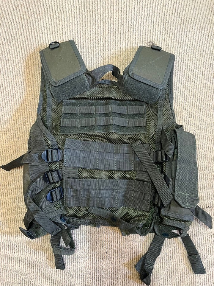 Mil-Tec Olive Green Assault Training Tactical Airsoft Vest | eBay UK