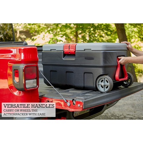 Rubbermaid 35Gal Action Packer Lockable Storage Box Tote with Wheels ...