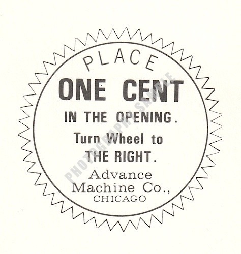 1¢ AdvanceMachine Co. Climax Paper Decal For Coin-op Vending Machine | eBay