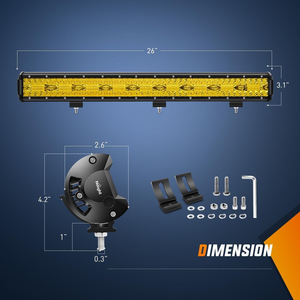 Nilight 26 Inch 540W LED Light Bar Triple Row Flood Spot Combo Driving ...