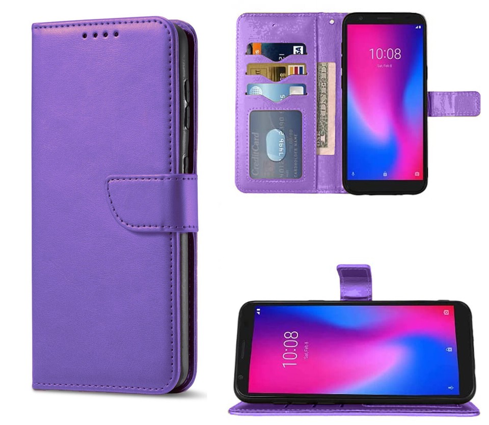 FOR Cloud Mobile Stratus C7 Wallet ID Pouch Case Phone Cover + Tempered ...