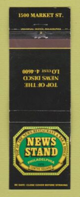 Matchbook Cover - New Stand Restaurant Bar Disco Philadlephia PA | eBay